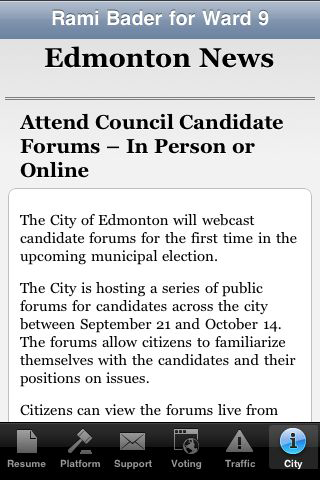 Rami Bader for Ward 9 Edmonton App